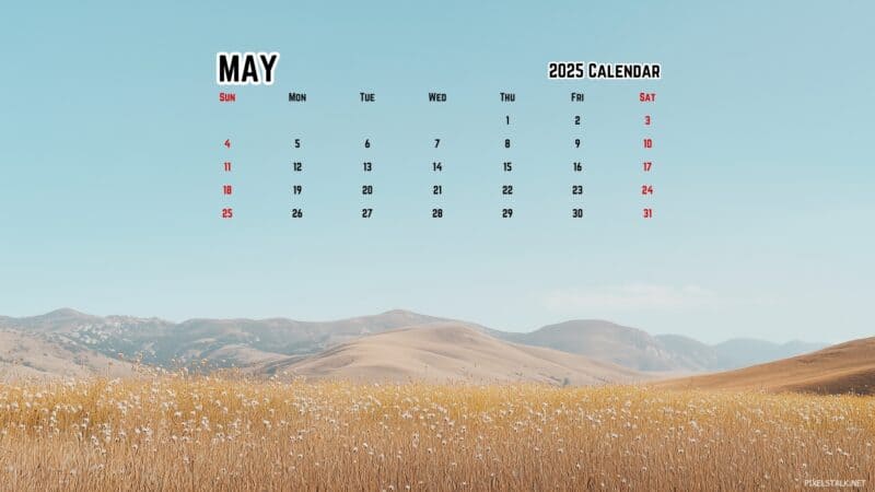 May 2025 Calendar Desktop Backgrounds - PixelsTalk