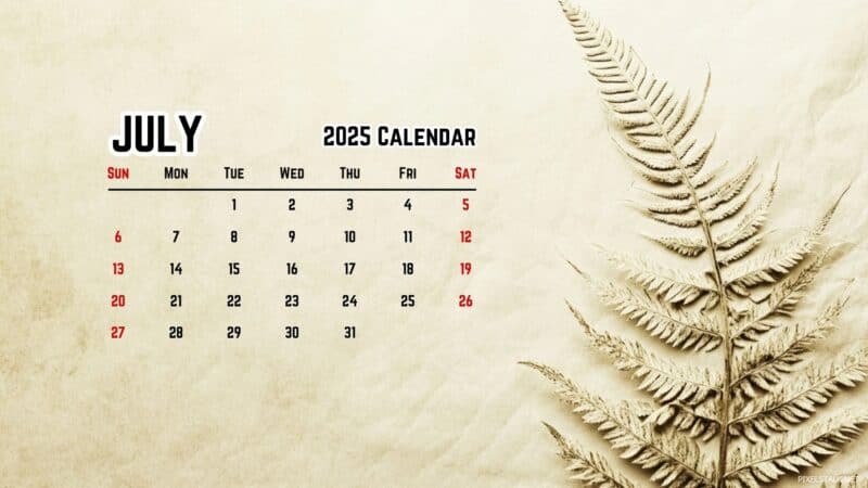 July 2025 Calendar Desktop Backgrounds - PixelsTalk