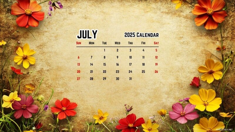 Calendar 2025 July Wallpaper HD for PC - PixelsTalk
