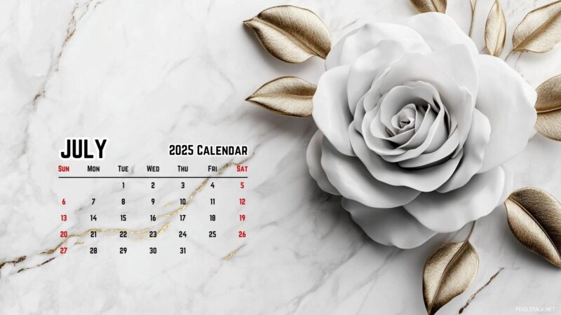 Calendar 2025 July Wallpaper HD for PC - PixelsTalk