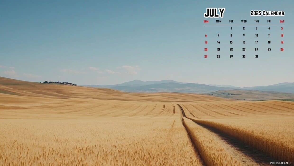 Calendar 2025 July Wallpaper HD for PC - PixelsTalk