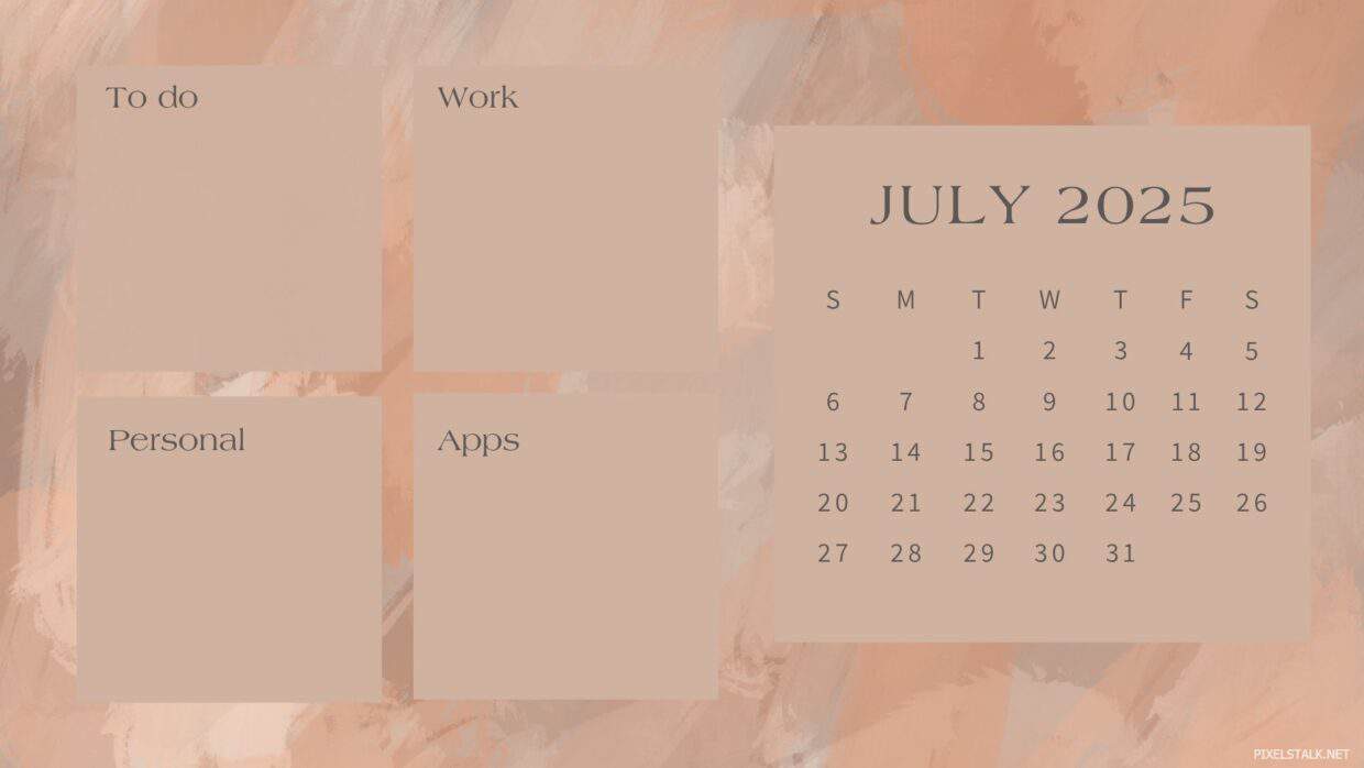 July 2025 Calendar Desktop Wallpaper HD - PixelsTalk