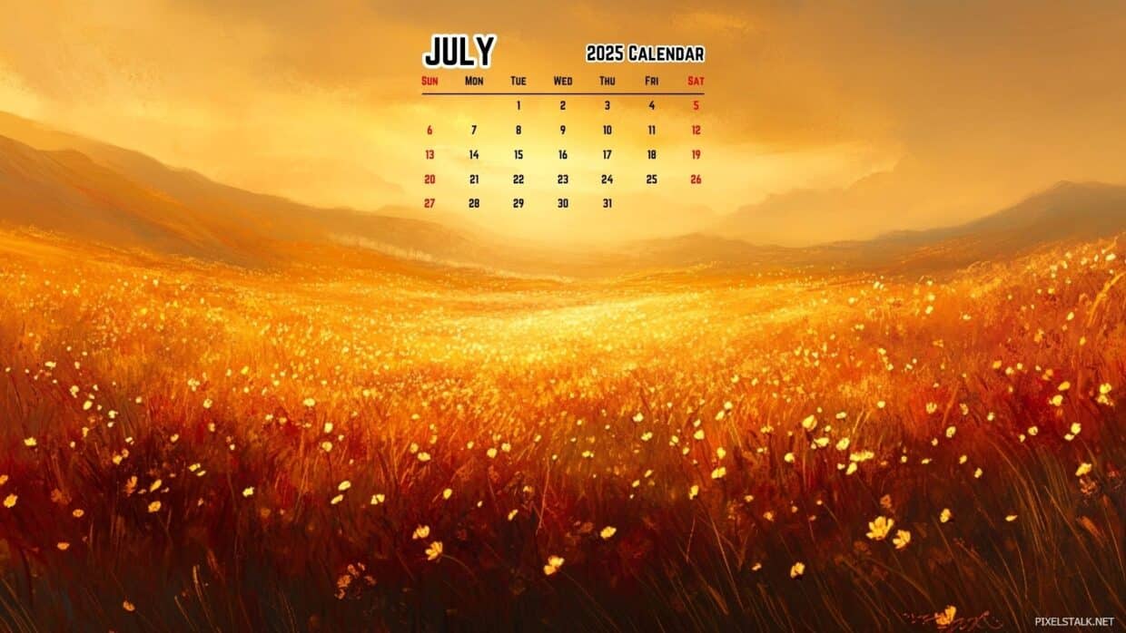 July 2025 Calendar Desktop Backgrounds - PixelsTalk