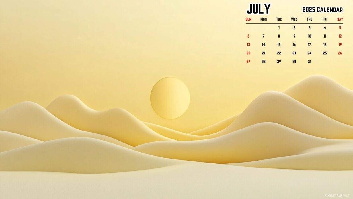 July 2025 Calendar Desktop Backgrounds - PixelsTalk