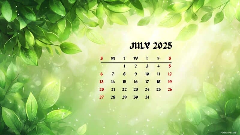 July 2025 Calendar Desktop Backgrounds - PixelsTalk