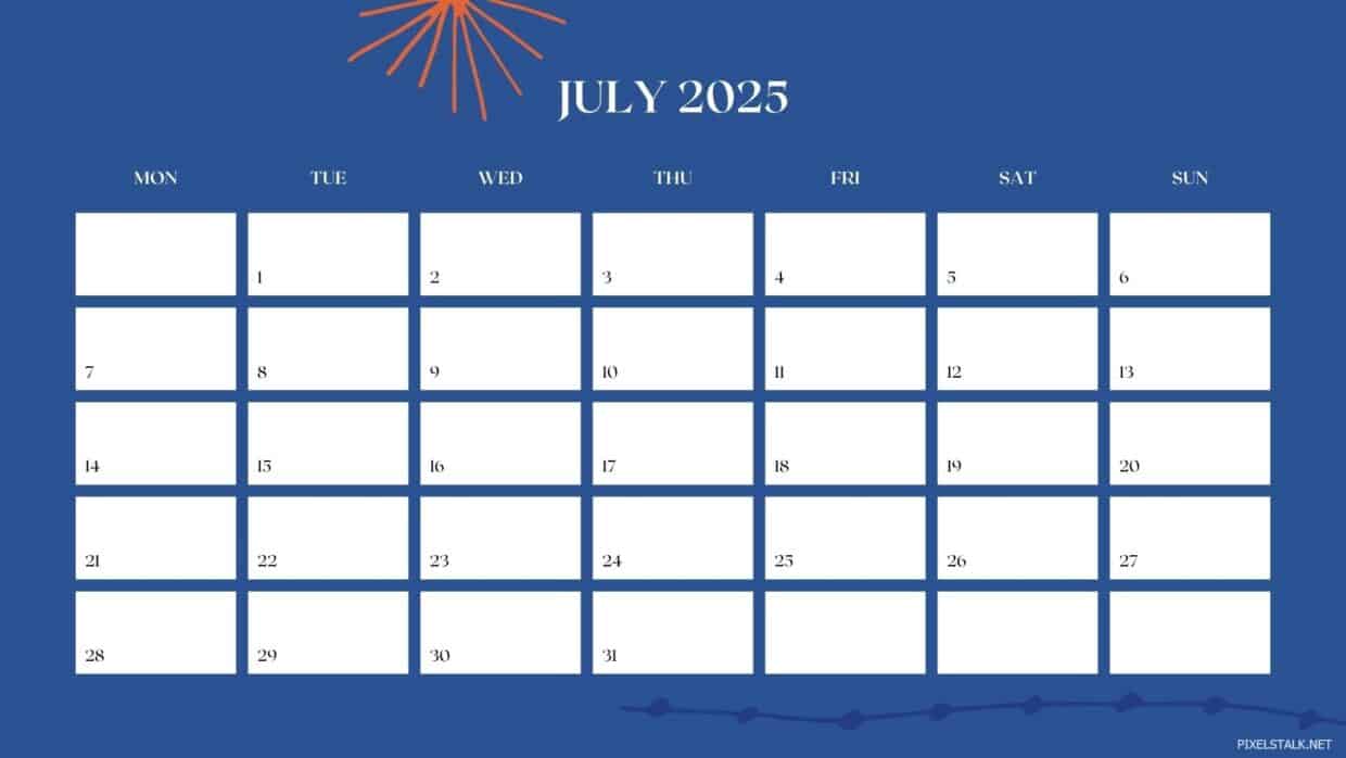 July 2025 Calendar Desktop Backgrounds - PixelsTalk