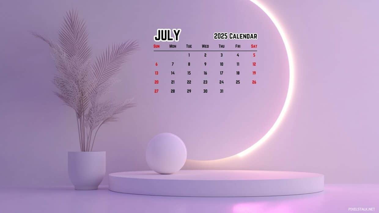 July 2025 Calendar Desktop Wallpaper HD - PixelsTalk