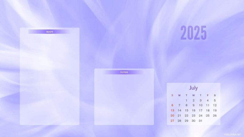 July 2025 Calendar Desktop Wallpaper HD - PixelsTalk