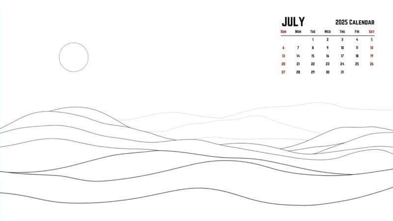 July 2025 Calendar Desktop Wallpaper HD - PixelsTalk