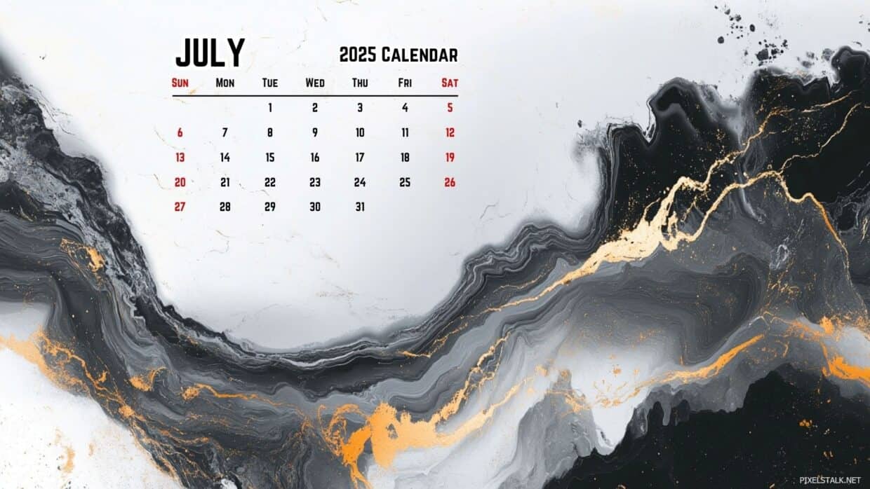 July 2025 Calendar Desktop Wallpaper HD - PixelsTalk