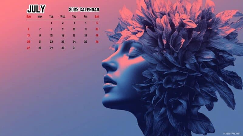 Calendar 2025 July Wallpaper HD for PC - PixelsTalk