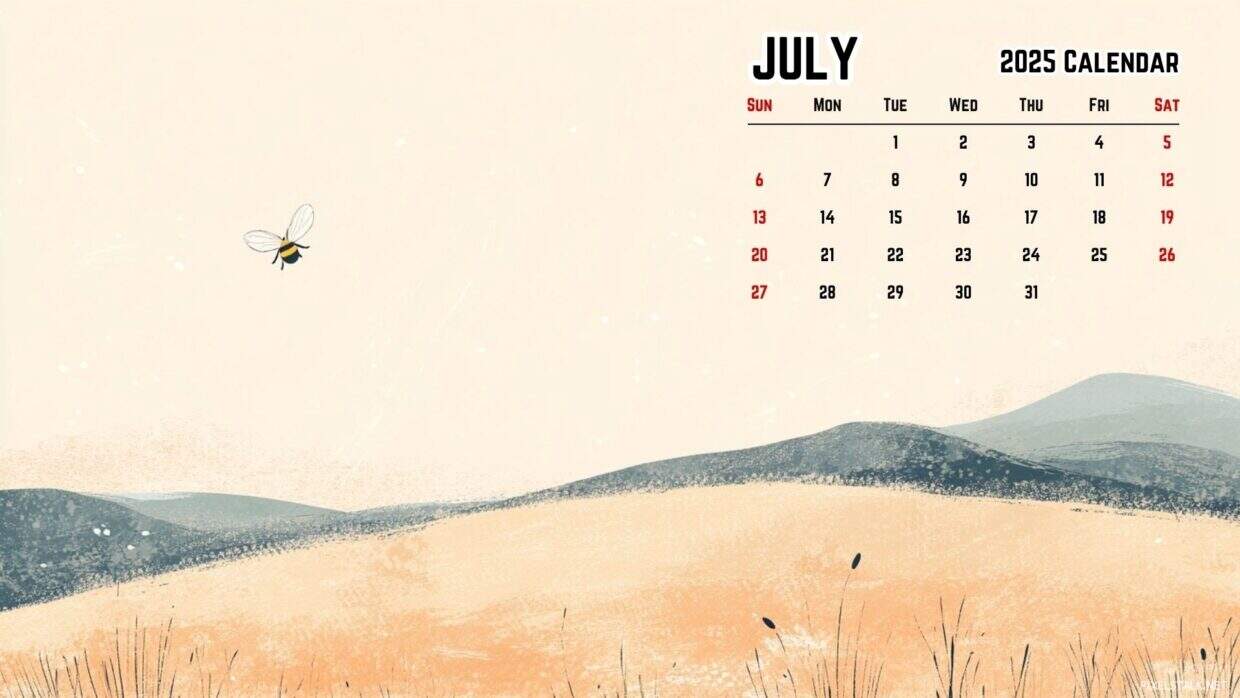 Calendar 2025 July Wallpaper HD for PC - PixelsTalk