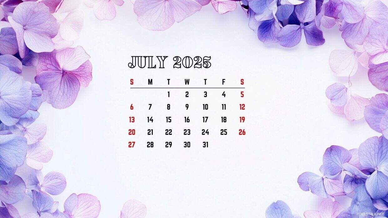 Calendar 2025 July Wallpaper HD for PC - PixelsTalk