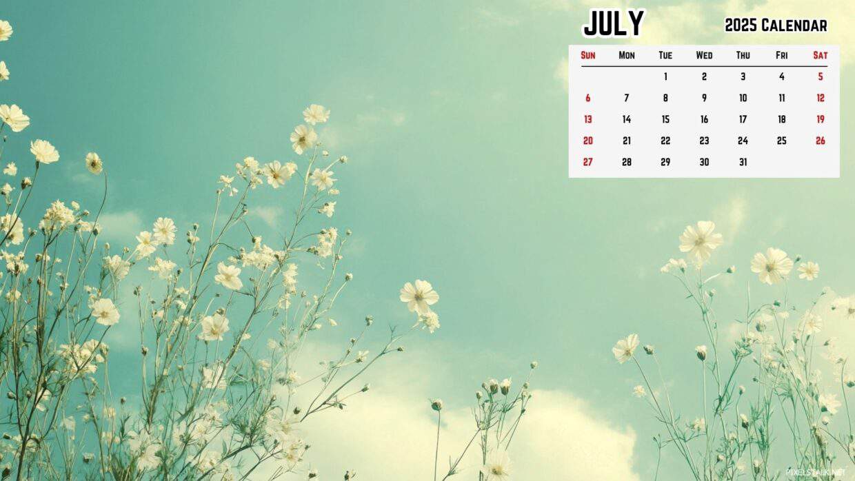 Calendar 2025 July Wallpaper HD for PC - PixelsTalk