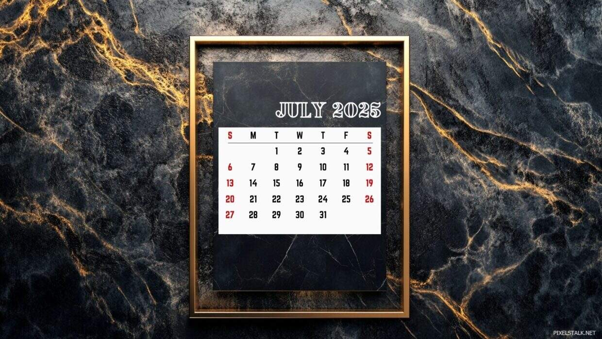 Calendar 2025 July Wallpaper HD for PC - PixelsTalk
