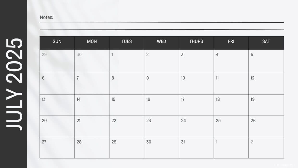 Calendar 2025 July Wallpaper HD for PC - PixelsTalk