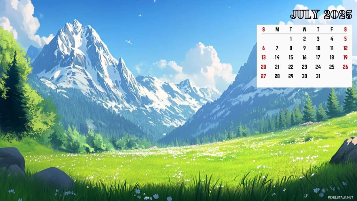 July 2025 Calendar Desktop Wallpaper HD - PixelsTalk
