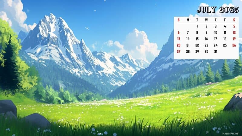 July 2025 Calendar Desktop Wallpaper HD - PixelsTalk