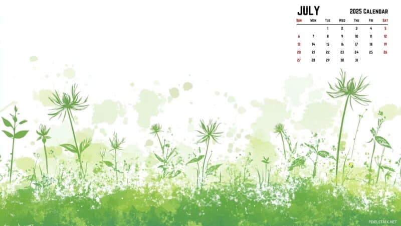 July 2025 Calendar Desktop Wallpaper HD - PixelsTalk