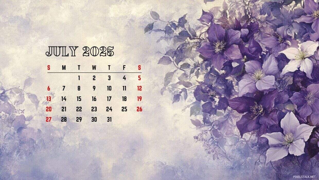 July 2025 Calendar Desktop Backgrounds - PixelsTalk