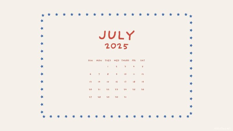 July 2025 Calendar Desktop Backgrounds - PixelsTalk