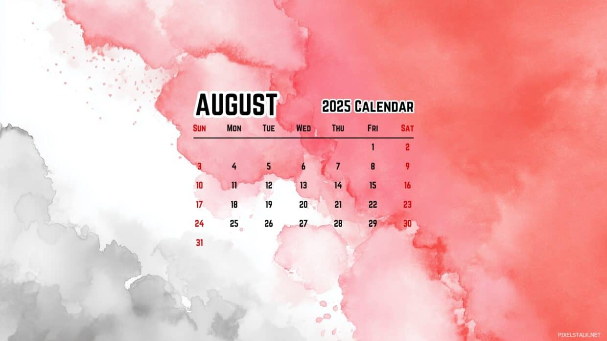 2025 August Calendar Desktop Backgrounds - PixelsTalk