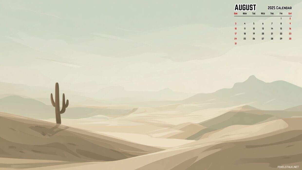 August 2025 Calendar Desktop Wallpapers - PixelsTalk