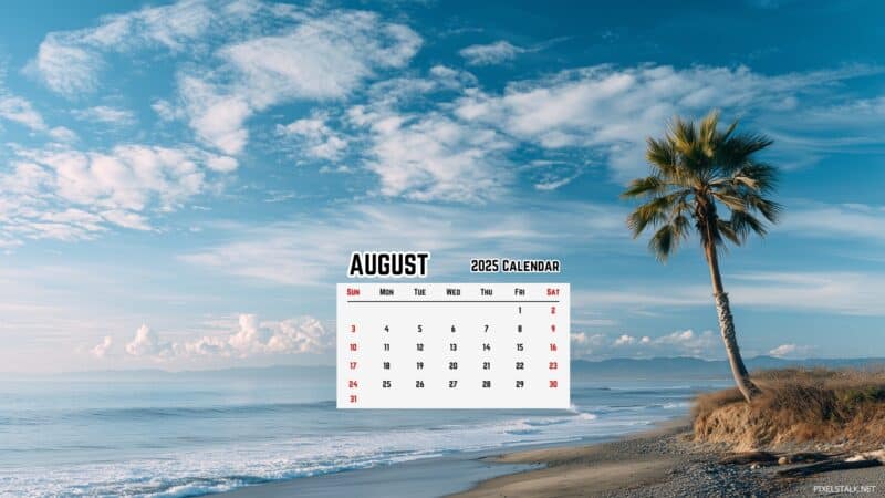 August 2025 Calendar Desktop Wallpapers - PixelsTalk