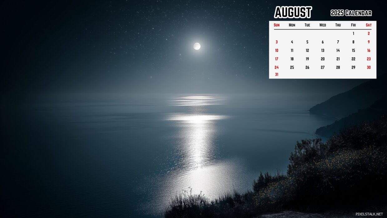 August 2025 Calendar Desktop Wallpapers - PixelsTalk