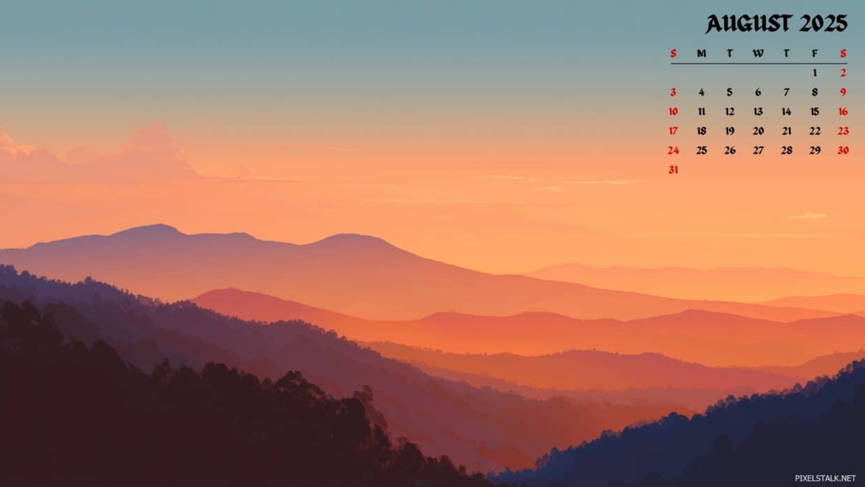 August 2025 Calendar Desktop Wallpapers - PixelsTalk