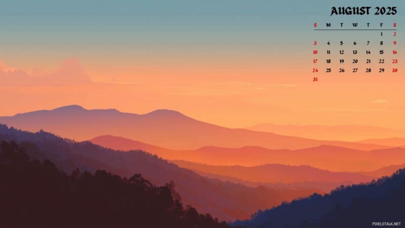 August 2025 Calendar Desktop Wallpapers - PixelsTalk