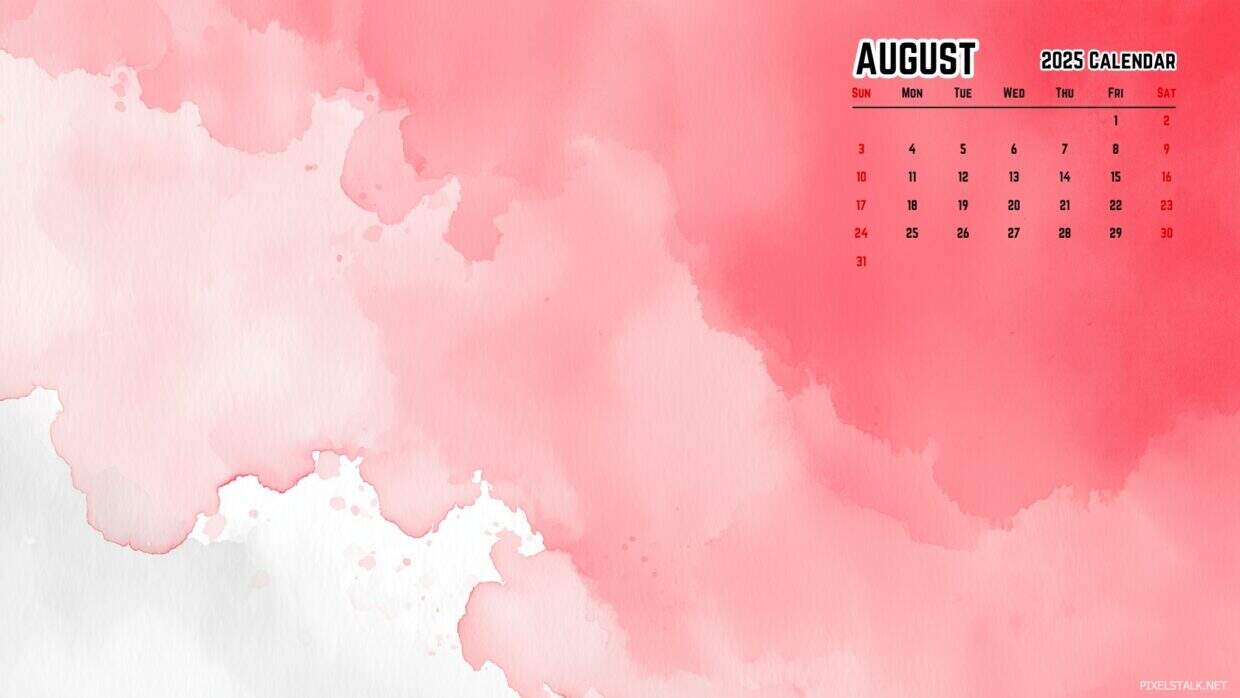 August 2025 Calendar Wallpaper HD - PixelsTalk