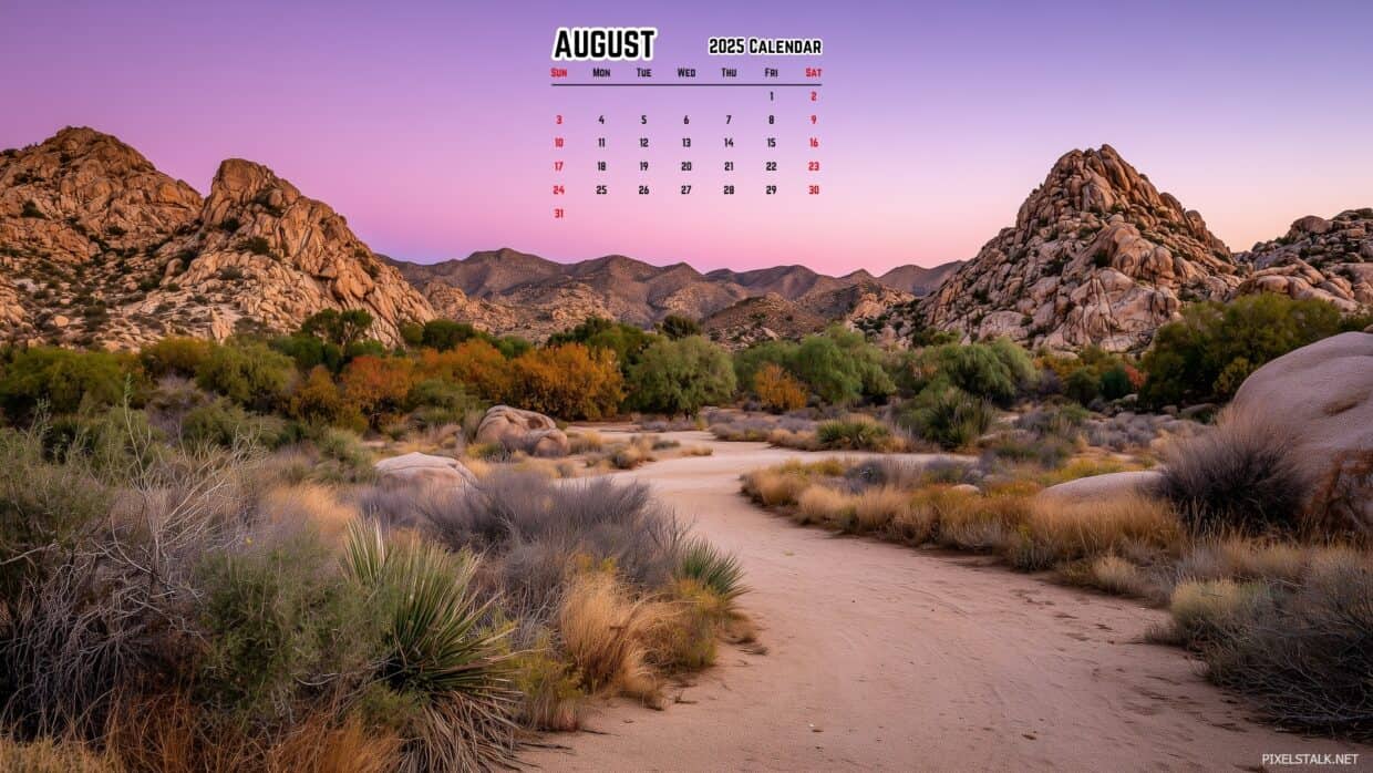 August 2025 Calendar Wallpaper HD - PixelsTalk