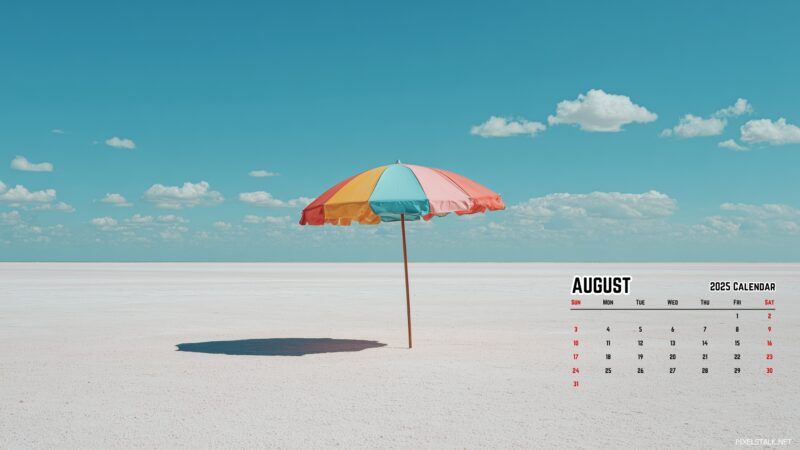 August 2025 Calendar Wallpaper HD - PixelsTalk