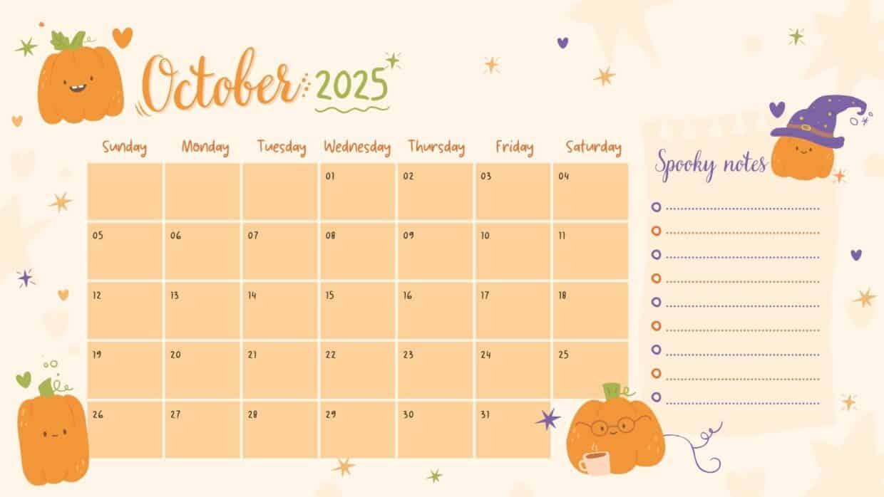 Calendar October 2025 Wallpaper HD - PixelsTalk
