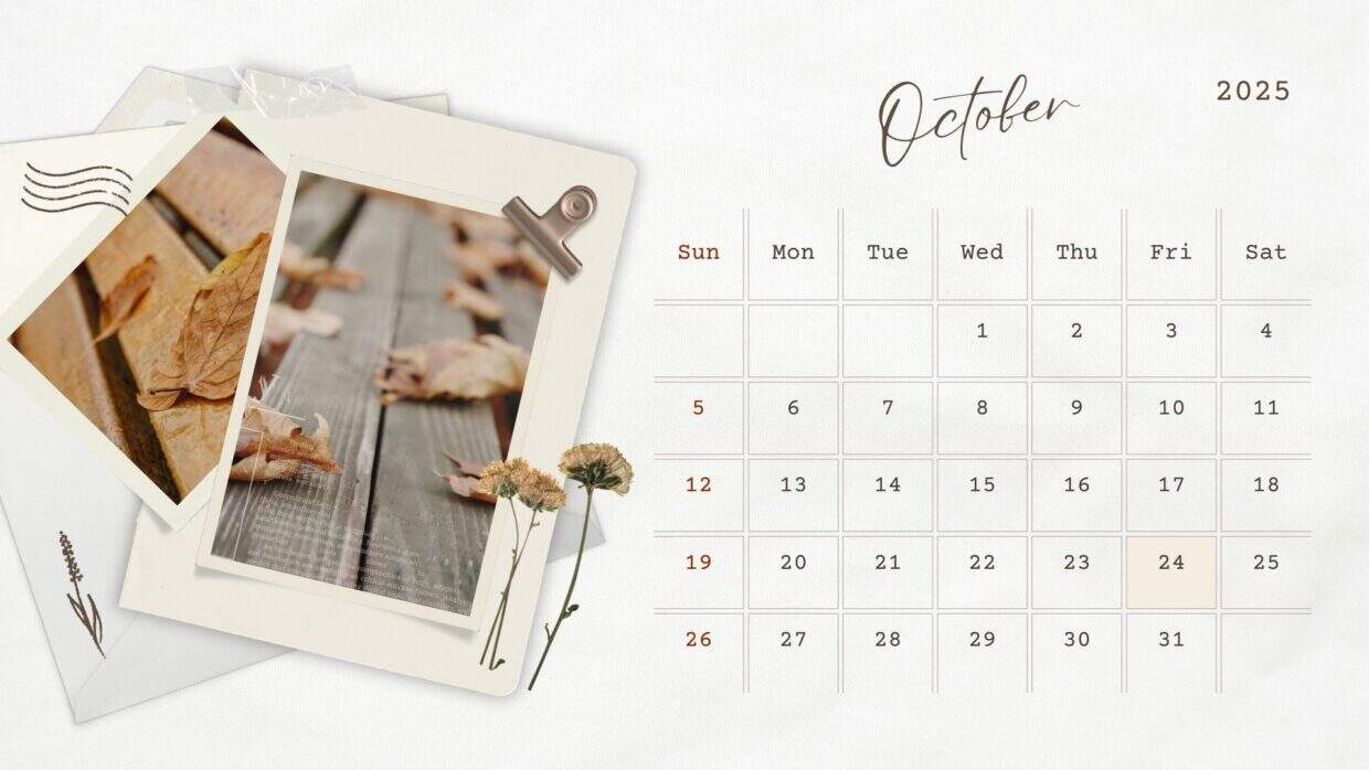 Calendar October 2025 Wallpaper HD - PixelsTalk