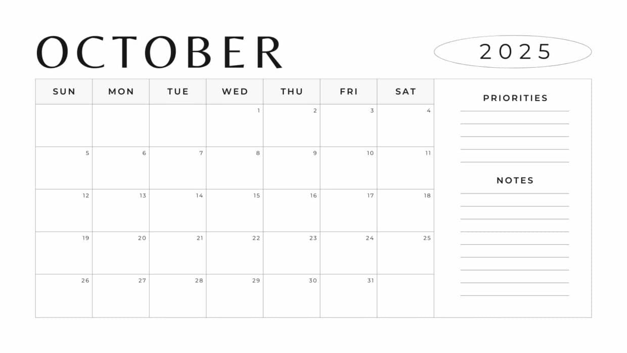 October 2025 Calendar Desktop Backgrounds - PixelsTalk