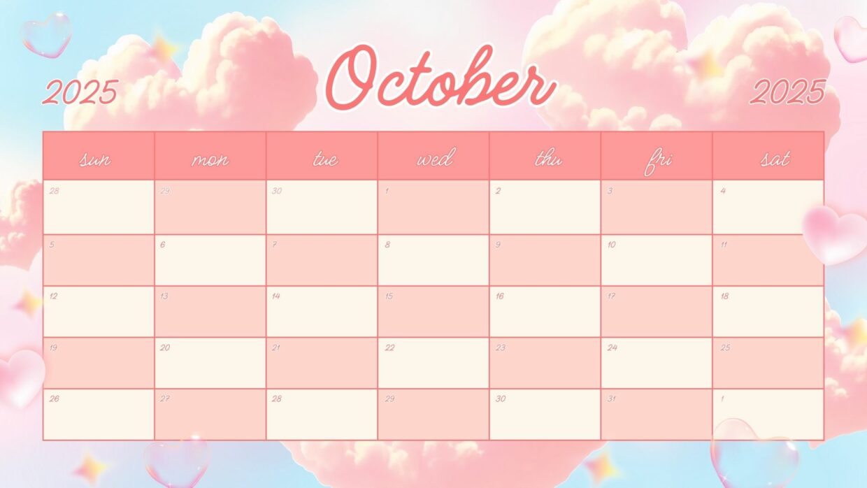 October 2025 Calendar Desktop Backgrounds - PixelsTalk