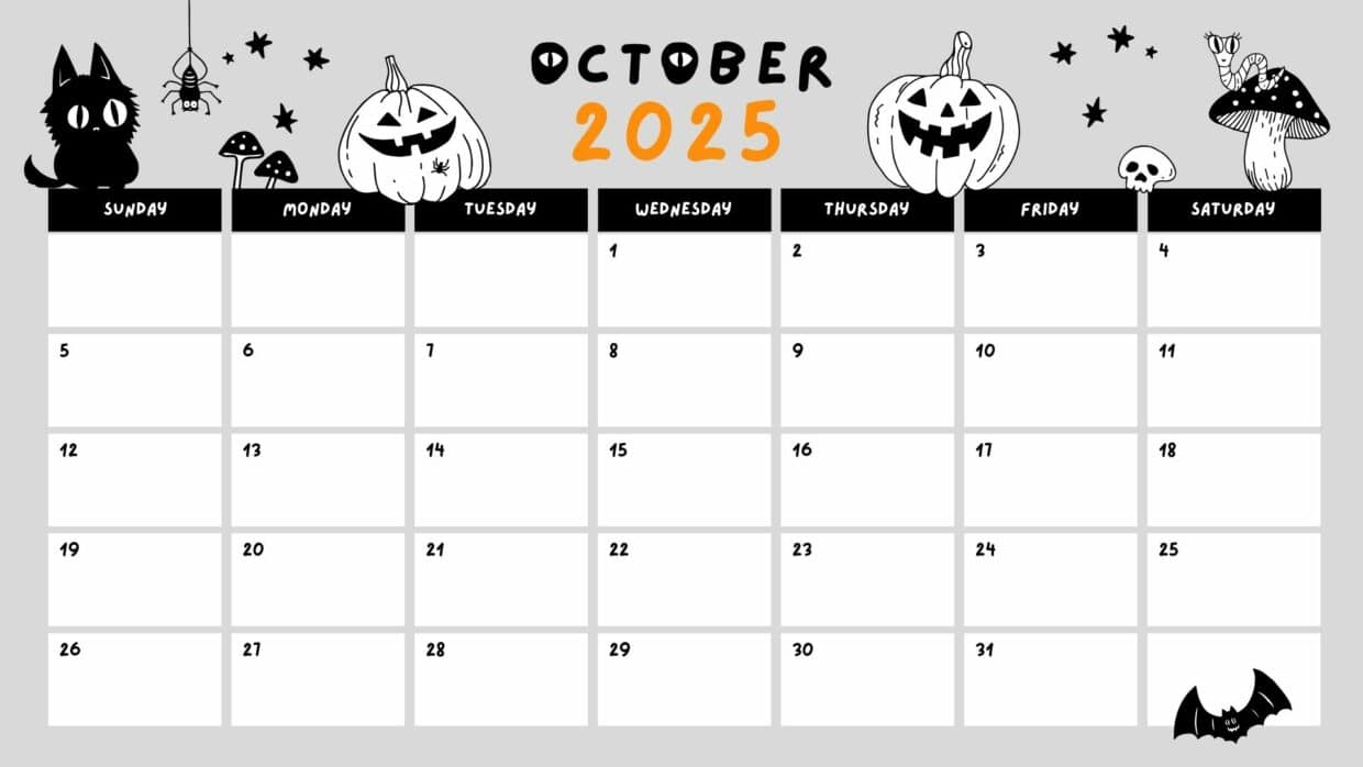 October 2025 Calendar Desktop Backgrounds - PixelsTalk
