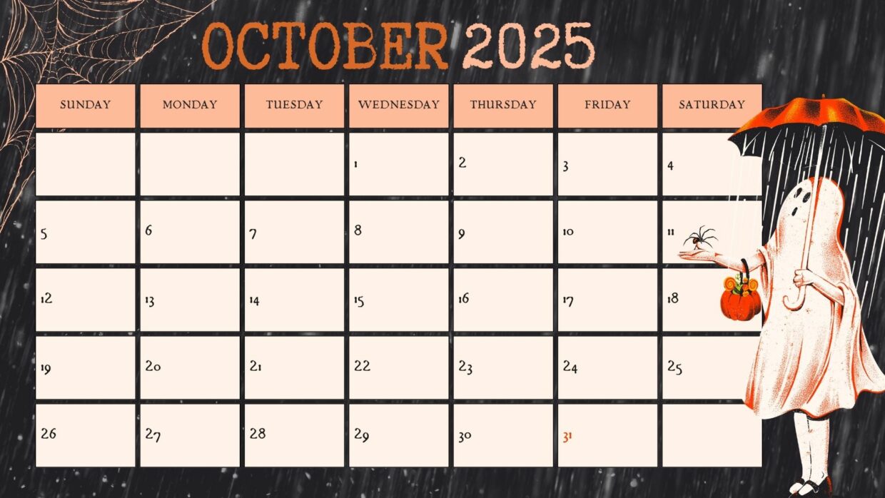 October 2025 Calendar Desktop Backgrounds - PixelsTalk
