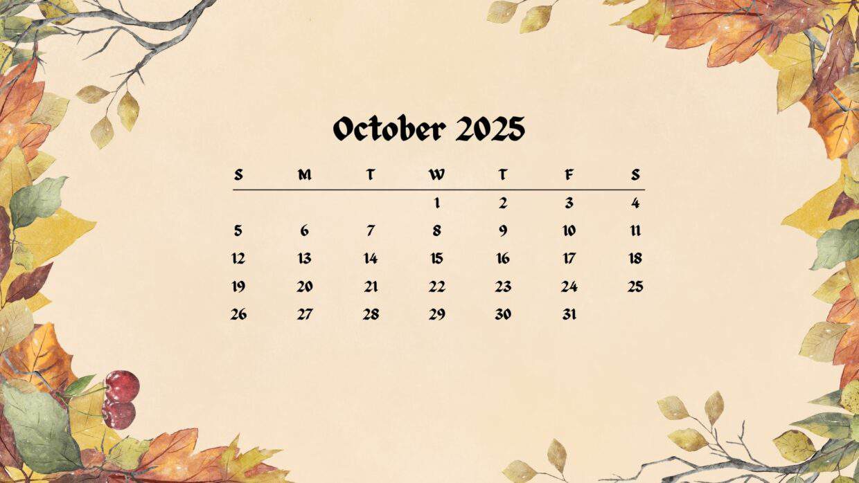 October 2025 Calendar Desktop Wallpapers - PixelsTalk
