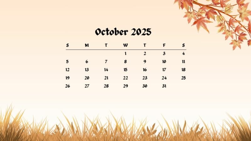 October 2025 Calendar Desktop Wallpapers - PixelsTalk