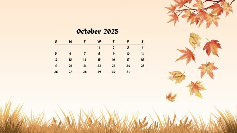October 2025 Calendar Desktop Wallpapers - PixelsTalk