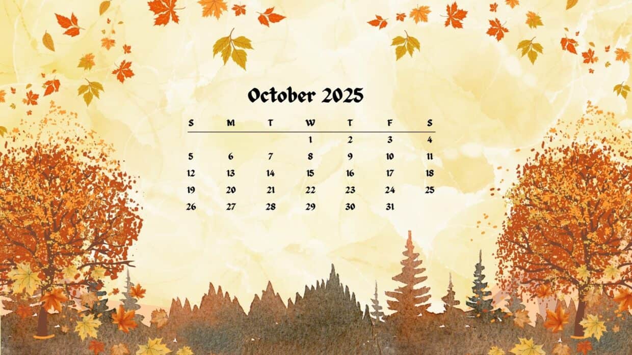 October 2025 Calendar Desktop Wallpapers - PixelsTalk