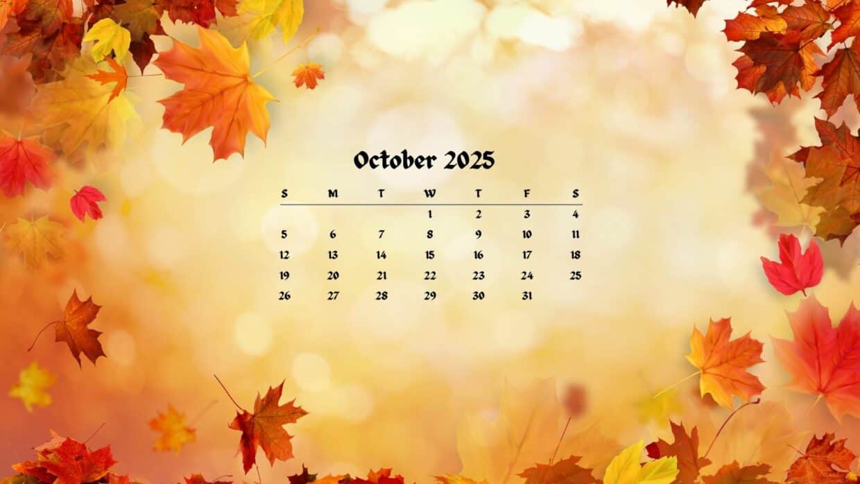 October 2025 Calendar Desktop Wallpapers - PixelsTalk