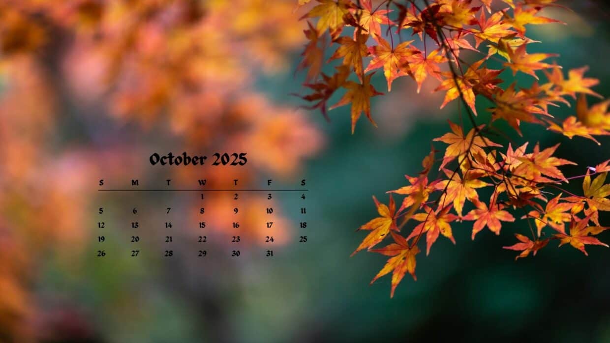 October 2025 Calendar Desktop Wallpapers - PixelsTalk