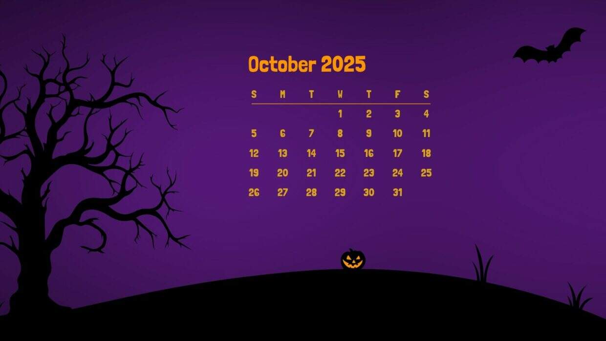 October 2025 Calendar Desktop Wallpapers - PixelsTalk
