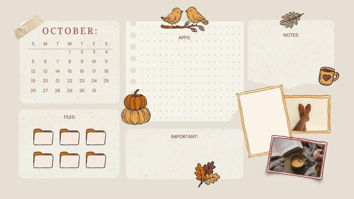 October 2025 Calendar Desktop Wallpapers - PixelsTalk