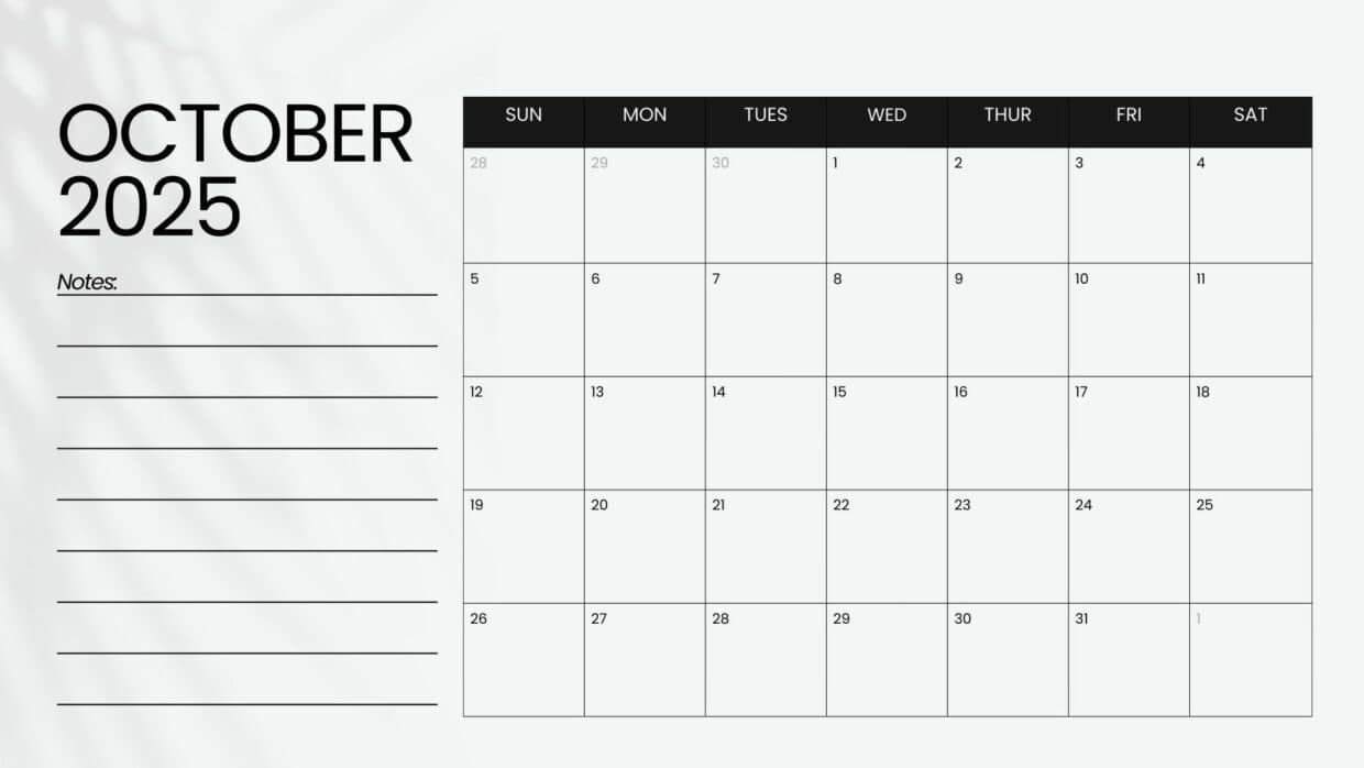 October 2025 Calendar Desktop Wallpapers - PixelsTalk