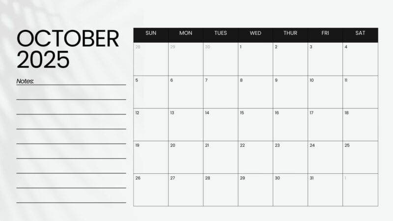 October 2025 Calendar Desktop Wallpapers - PixelsTalk